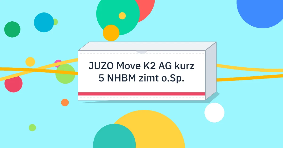 Symbolbild: Packung mit der Aufschrift JUZO Move K2 AG kurz 5 NHBM zimt o.Sp. (PZN 18529250) – Verfügbarkeit und Bezug in Apotheken in Frankfurt am Main