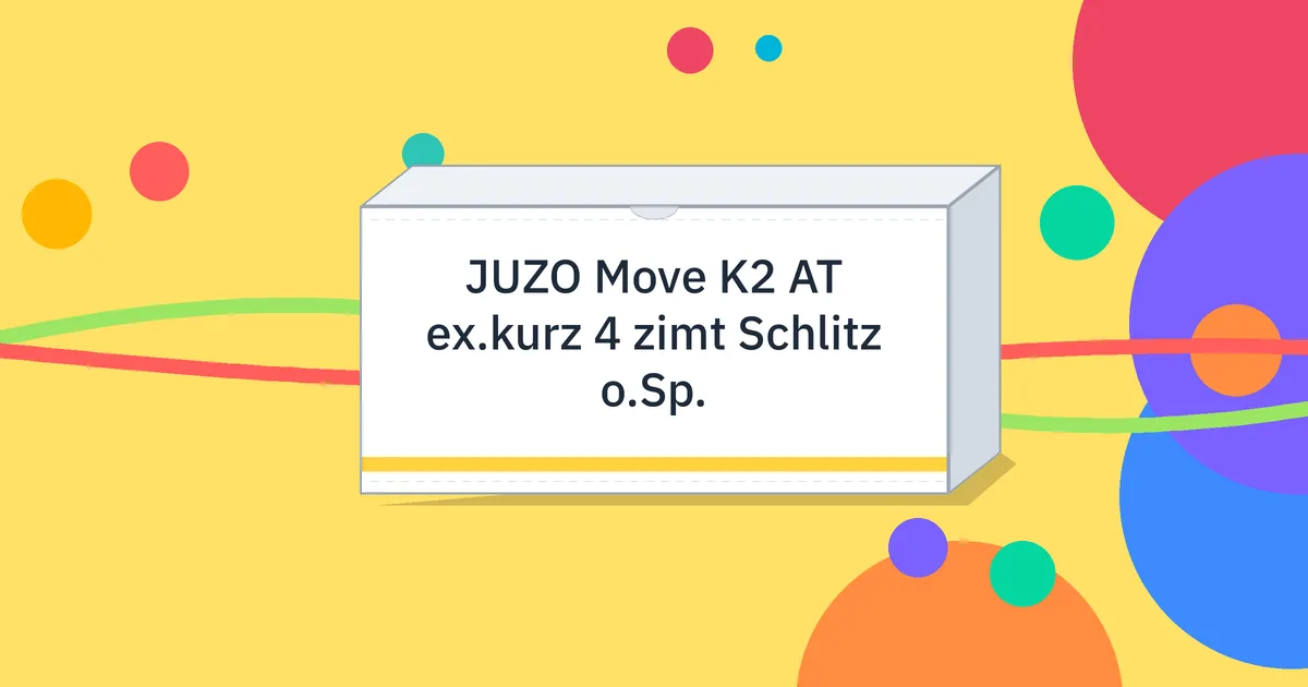 Symbolbild: Packung mit der Aufschrift JUZO Move K2 AT ex.kurz 4 zimt Schlitz o.Sp. (PZN 20673244) – Verfügbarkeit und Bezug in Apotheken in Frankfurt am Main