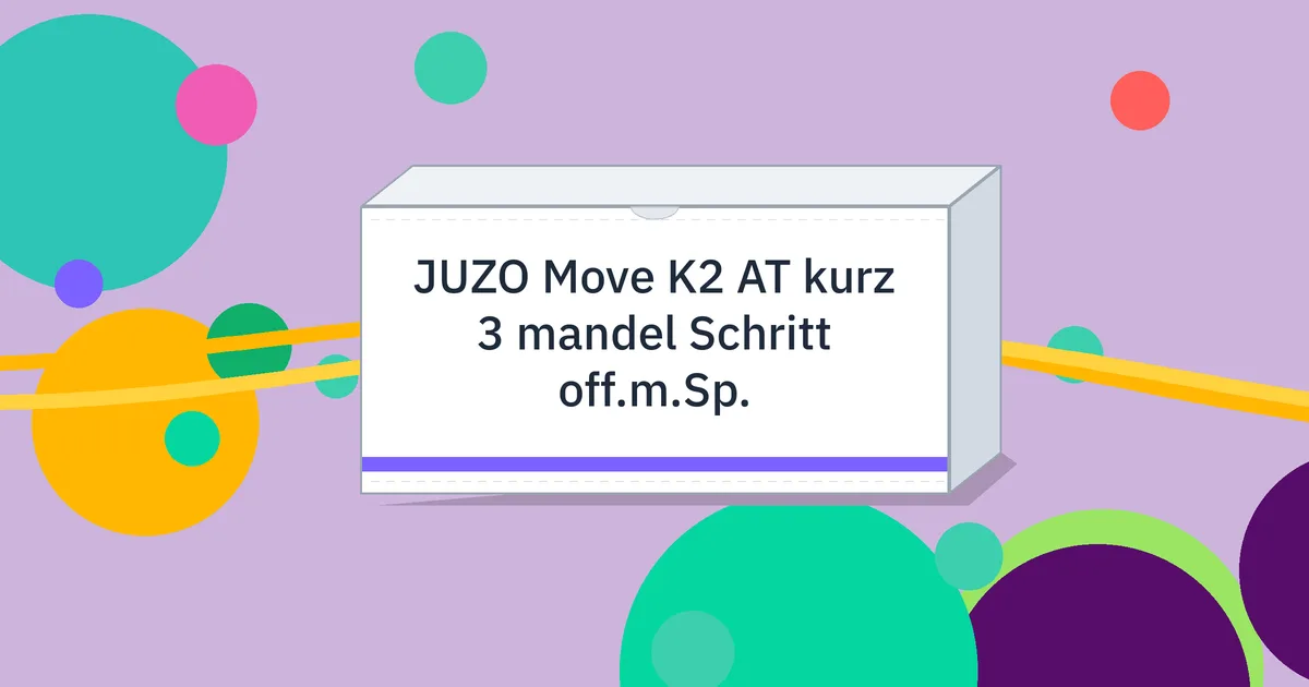 Symbolbild: Packung mit der Aufschrift JUZO Move K2 AT kurz 3 mandel Schritt off.m.Sp. (PZN 20674516) – Verfügbarkeit und Bezug in Apotheken in Frankfurt am Main
