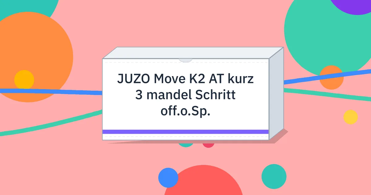 Symbolbild: Packung mit der Aufschrift JUZO Move K2 AT kurz 3 mandel Schritt off.o.Sp. (PZN 20676076) – Verfügbarkeit und Bezug in Apotheken in Frankfurt am Main