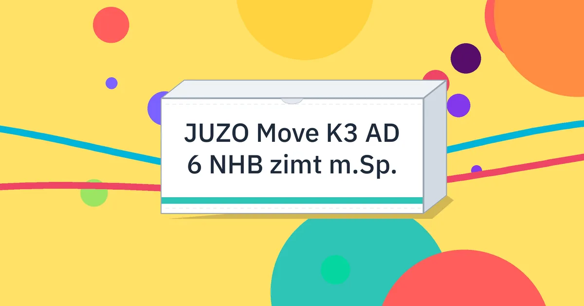 Symbolbild: Packung mit der Aufschrift JUZO Move K3 AD 6 NHB zimt m.Sp. (PZN 18566860) – Verfügbarkeit und Bezug in Apotheken in Frankfurt am Main