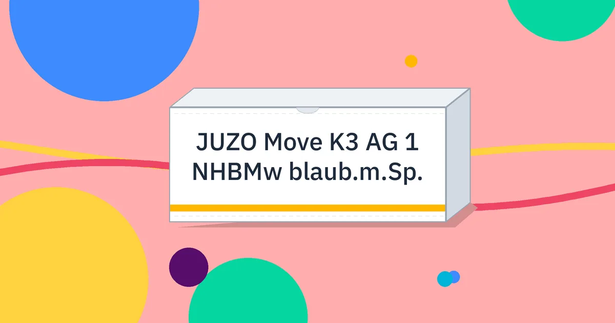 Symbolbild: Packung mit der Aufschrift JUZO Move K3 AG 1 NHBMw blaub.m.Sp. (PZN 18586727) – Verfügbarkeit und Bezug in Apotheken in Frankfurt am Main