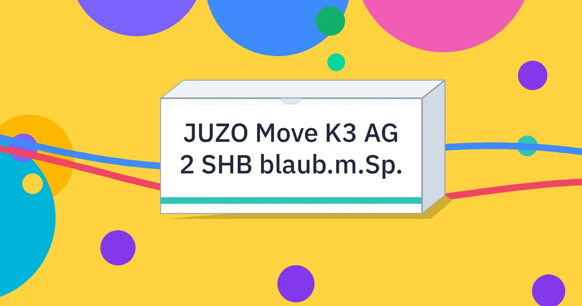 Symbolbild: Packung mit der Aufschrift JUZO Move K3 AG 2 SHB blaub.m.Sp. (PZN 18587187) – Verfügbarkeit und Bezug in Apotheken in Frankfurt am Main