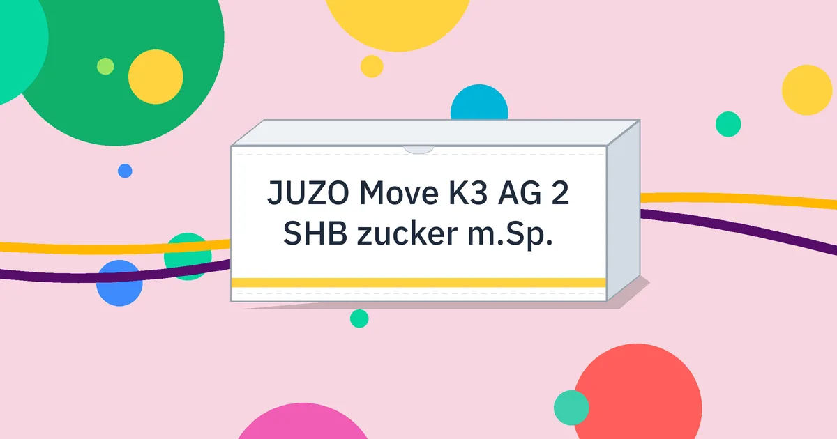 Symbolbild: Packung mit der Aufschrift JUZO Move K3 AG 2 SHB zucker m.Sp. (PZN 18575310) – Verfügbarkeit und Bezug in Apotheken in Frankfurt am Main