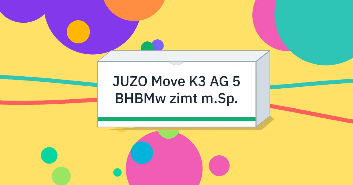 Symbolbild: Packung mit der Aufschrift JUZO Move K3 AG 5 BHBMw zimt m.Sp. (PZN 18576315) – Verfügbarkeit und Bezug in Apotheken in Frankfurt am Main