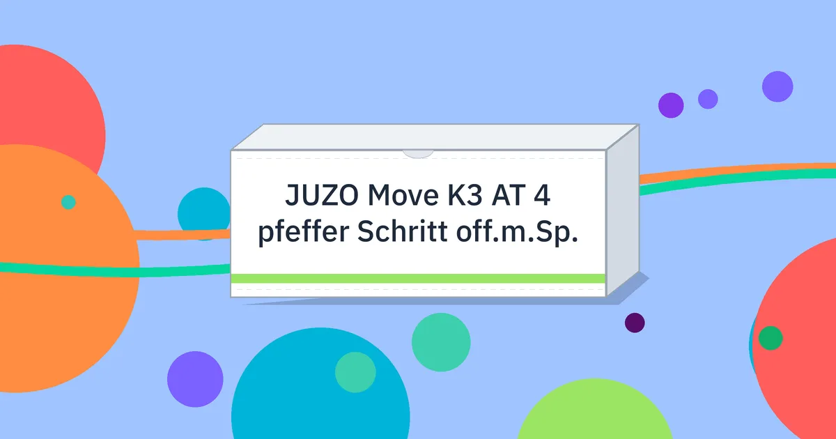 Symbolbild: Packung mit der Aufschrift JUZO Move K3 AT 4 pfeffer Schritt off.m.Sp. (PZN 20677302) – Verfügbarkeit und Bezug in Apotheken in Frankfurt am Main