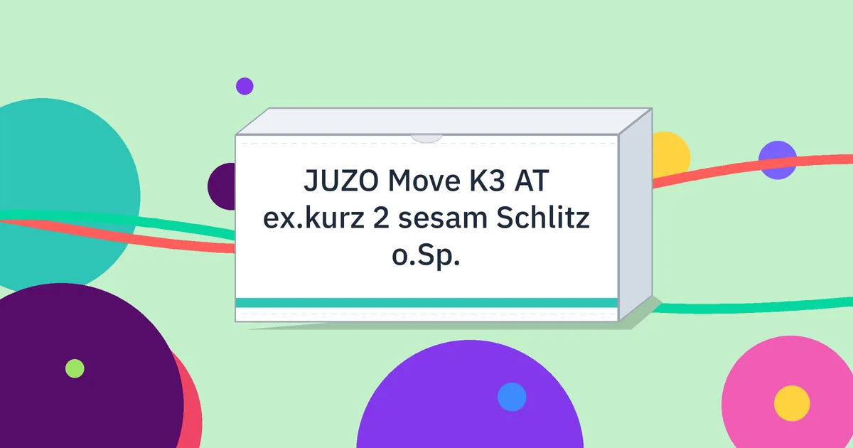 Symbolbild: Packung mit der Aufschrift JUZO Move K3 AT ex.kurz 2 sesam Schlitz o.Sp. (PZN 20682579) – Verfügbarkeit und Bezug in Apotheken in Frankfurt am Main