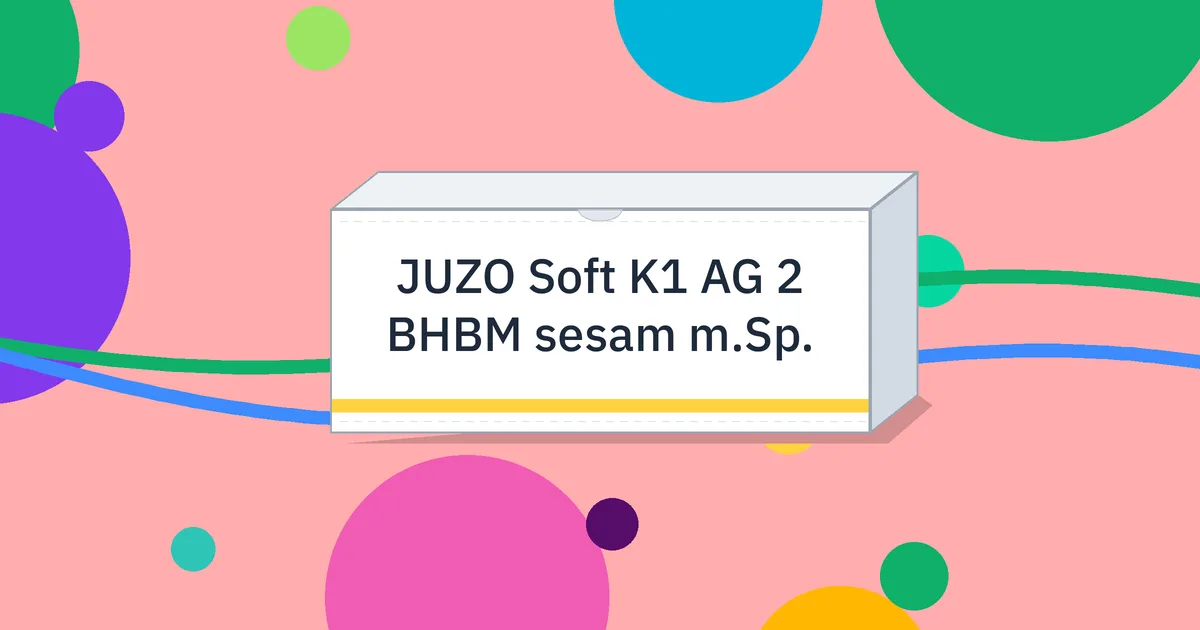 Symbolbild: Packung mit der Aufschrift JUZO Soft K1 AG 2 BHBM sesam m.Sp. (PZN 14854912) – Verfügbarkeit und Bezug in Apotheken in Frankfurt am Main