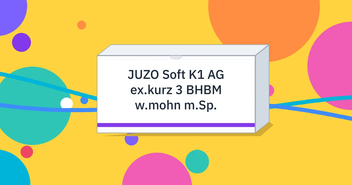 Symbolbild: Packung mit der Aufschrift JUZO Soft K1 AG ex.kurz 3 BHBM w.mohn m.Sp. (PZN 14864448) – Verfügbarkeit und Bezug in Apotheken in Frankfurt am Main