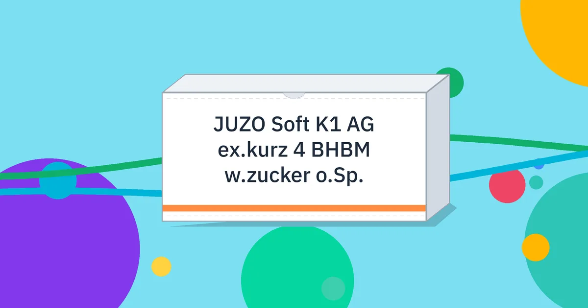 Symbolbild: Packung mit der Aufschrift JUZO Soft K1 AG ex.kurz 4 BHBM w.zucker o.Sp. (PZN 14865933) – Verfügbarkeit und Bezug in Apotheken in Frankfurt am Main
