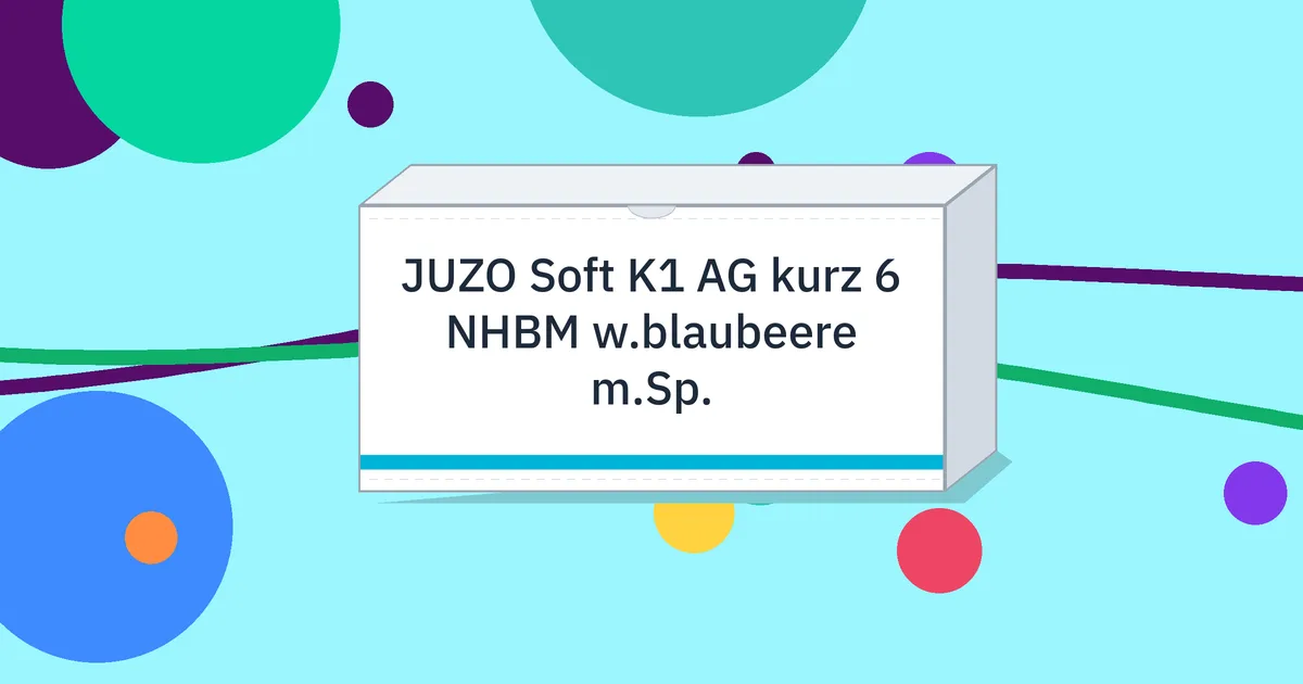 Symbolbild: Packung mit der Aufschrift JUZO Soft K1 AG kurz 6 NHBM w.blaubeere m.Sp. (PZN 15016604) – Verfügbarkeit und Bezug in Apotheken in Frankfurt am Main