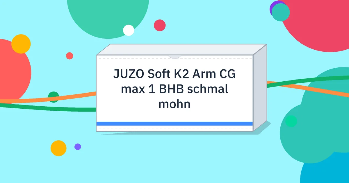 Symbolbild: Packung mit der Aufschrift JUZO Soft K2 Arm CG max 1 BHB schmal mohn (PZN 15513509) – Verfügbarkeit und Bezug in Apotheken in Frankfurt am Main
