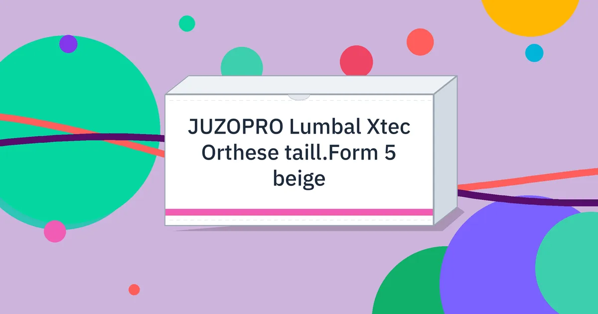 Symbolbild: Packung mit der Aufschrift JUZOPRO Lumbal Xtec Orthese taill.Form 5 beige (PZN 16498226) – Verfügbarkeit und Bezug in Apotheken in Frankfurt am Main