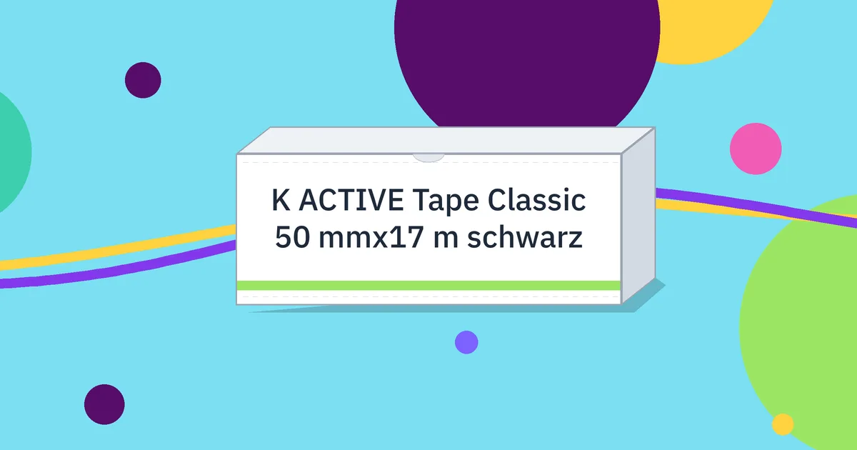 Symbolbild: Packung mit der Aufschrift K ACTIVE Tape Classic 50 mmx17 m schwarz (PZN 06936263) – Verfügbarkeit und Bezug in Apotheken in Frankfurt am Main