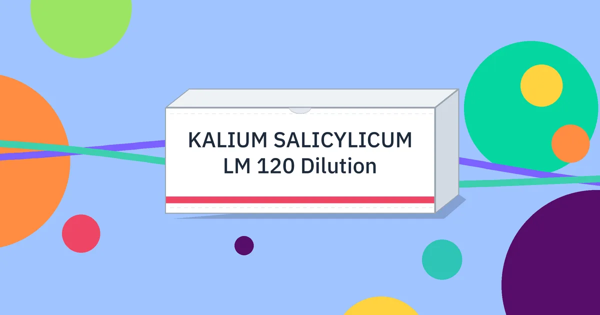 Symbolbild: Packung mit der Aufschrift KALIUM SALICYLICUM LM 120 Dilution (PZN 12925737) – Verfügbarkeit und Bezug in Apotheken in Frankfurt am Main