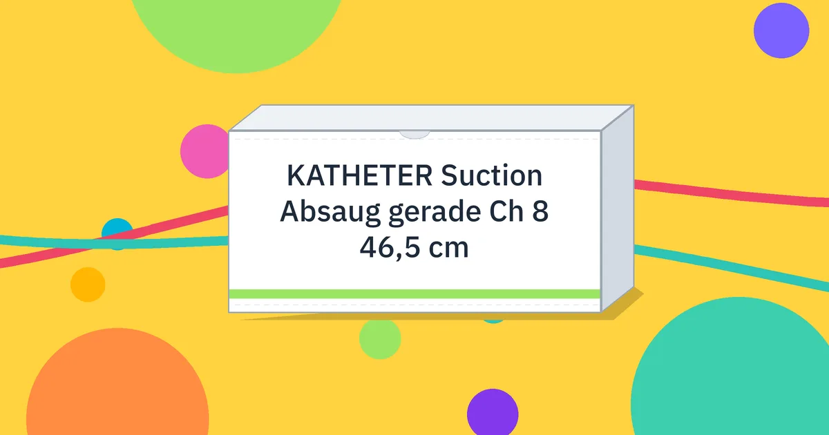 Symbolbild: Packung mit der Aufschrift KATHETER Suction Absaug gerade Ch 8 46,5 cm (PZN 02197053) – Verfügbarkeit und Bezug in Apotheken in Frankfurt am Main