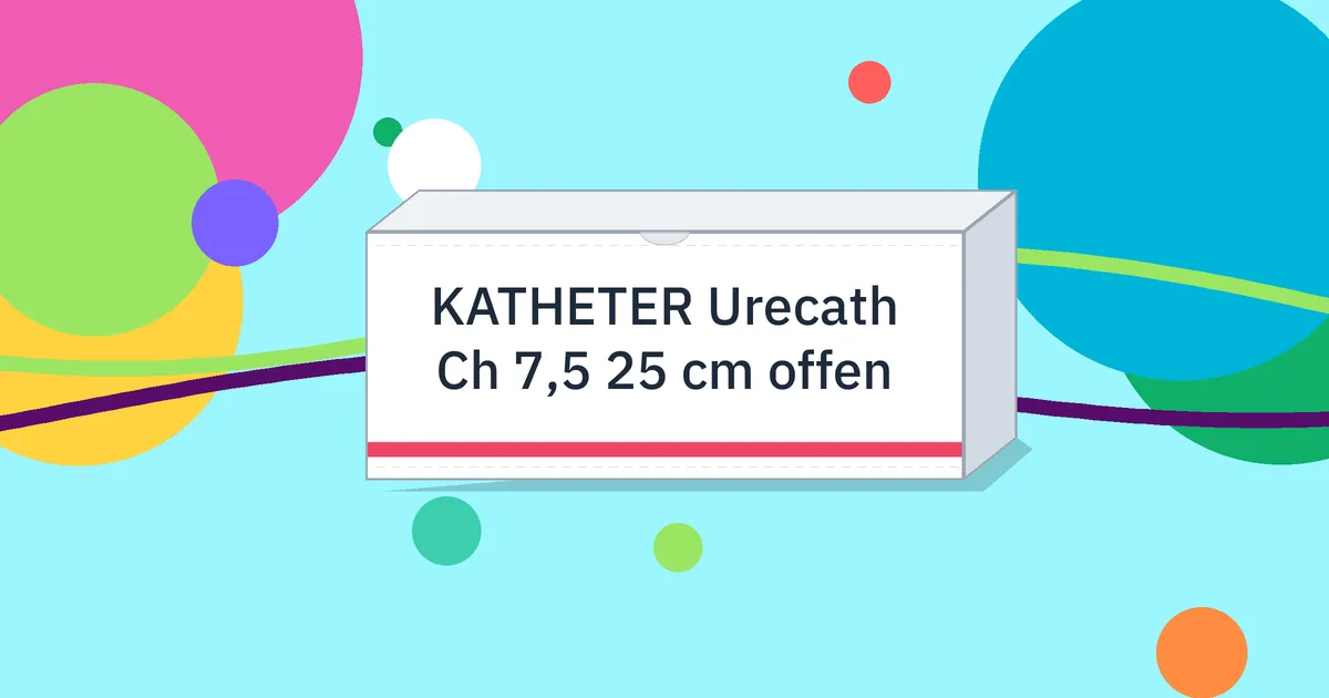 Symbolbild: Packung mit der Aufschrift KATHETER Urecath Ch 7,5 25 cm offen (PZN 03385041) – Verfügbarkeit und Bezug in Apotheken in Frankfurt am Main