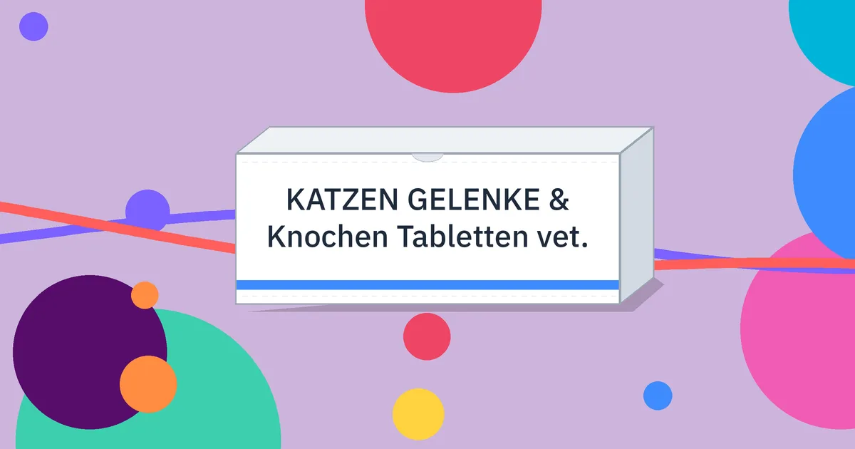 Symbolbild: Packung mit der Aufschrift KATZEN GELENKE & Knochen Tabletten vet. (PZN 19459379) – Verfügbarkeit und Bezug in Apotheken in Frankfurt am Main
