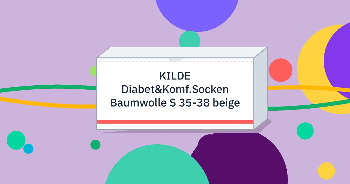 Symbolbild: Packung mit der Aufschrift KILDE Diabet&Komf.Socken Baumwolle S 35-38 beige (PZN 20798141) – Verfügbarkeit und Bezug in Apotheken in Frankfurt am Main