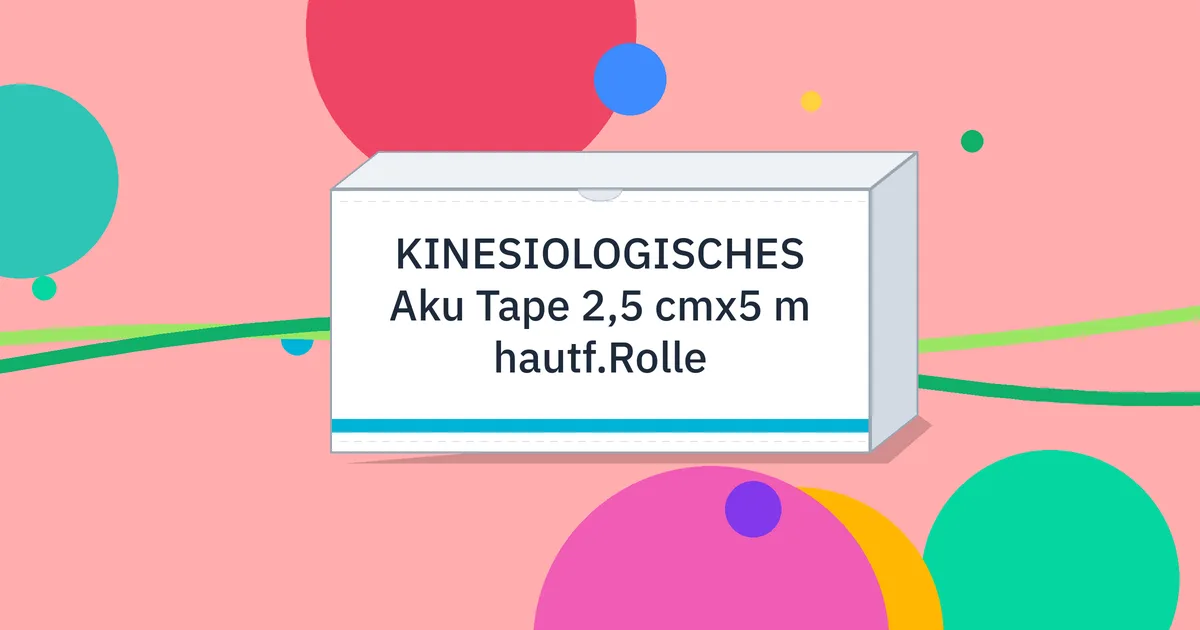 Symbolbild: Packung mit der Aufschrift KINESIOLOGISCHES Aku Tape 2,5 cmx5 m hautf.Rolle (PZN 06055611) – Verfügbarkeit und Bezug in Apotheken in Frankfurt am Main