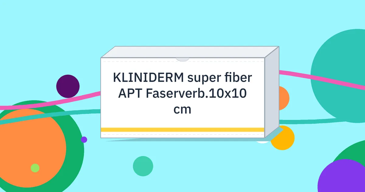 Symbolbild: Packung mit der Aufschrift KLINIDERM super fiber APT Faserverb.10x10 cm (PZN 20929962) – Verfügbarkeit und Bezug in Apotheken in Frankfurt am Main