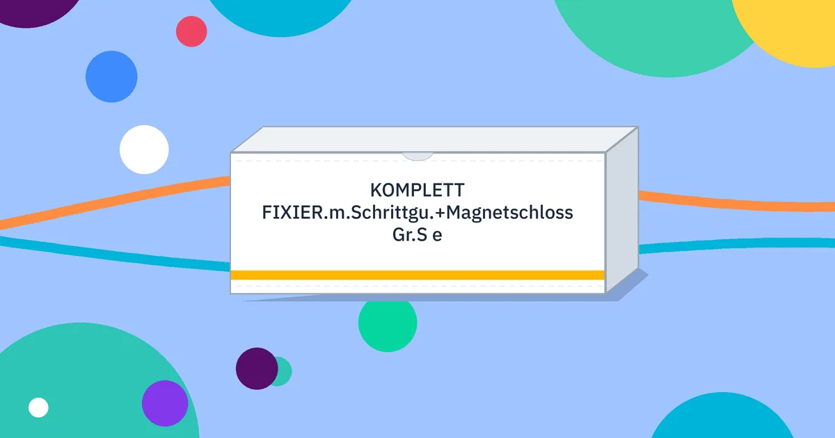 Symbolbild: Packung mit der Aufschrift KOMPLETT FIXIER.m.Schrittgu.+Magnetschloss Gr.S e (PZN 11573006) – Verfügbarkeit und Bezug in Apotheken in Frankfurt am Main