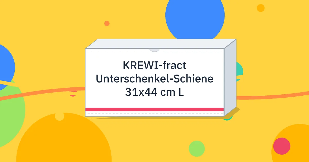 Symbolbild: Packung mit der Aufschrift KREWI-fract Unterschenkel-Schiene 31x44 cm L (PZN 17300870) – Verfügbarkeit und Bezug in Apotheken in Frankfurt am Main