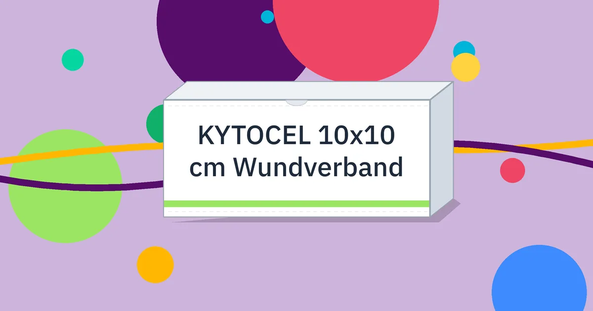 Symbolbild: Packung mit der Aufschrift KYTOCEL 10x10 cm Wundverband (PZN 12309493) – Verfügbarkeit und Bezug in Apotheken in Frankfurt am Main