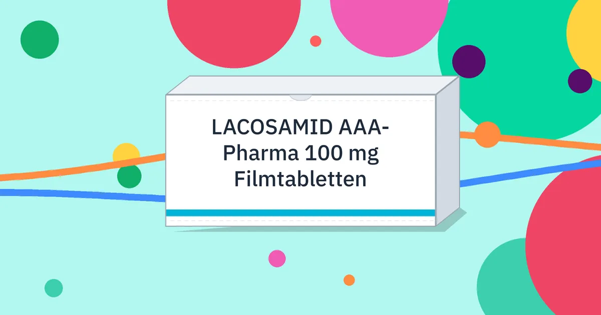 Symbolbild: Packung mit der Aufschrift LACOSAMID AAA-Pharma 100 mg Filmtabletten (PZN 17593837) – Verfügbarkeit und Bezug in Apotheken in Frankfurt am Main