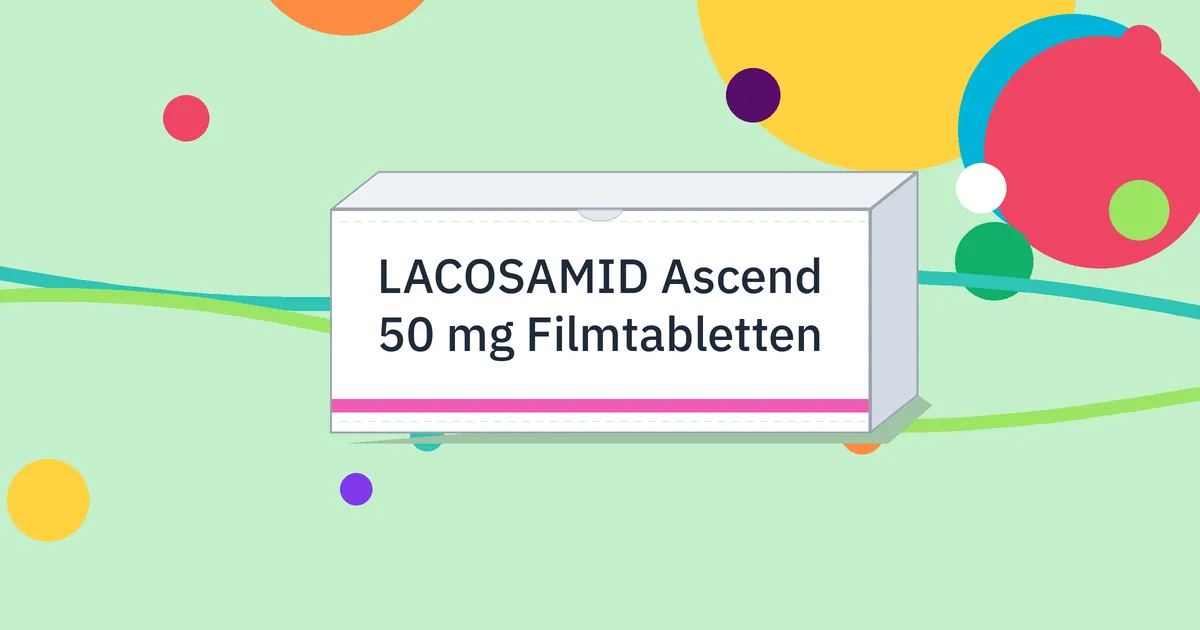 Symbolbild: Packung mit der Aufschrift LACOSAMID Ascend 50 mg Filmtabletten (PZN 18218544) – Verfügbarkeit und Bezug in Apotheken in Frankfurt am Main