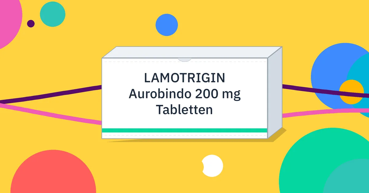 Symbolbild: Packung mit der Aufschrift LAMOTRIGIN Aurobindo 200 mg Tabletten (PZN 07713341) – Verfügbarkeit und Bezug in Apotheken in Frankfurt am Main