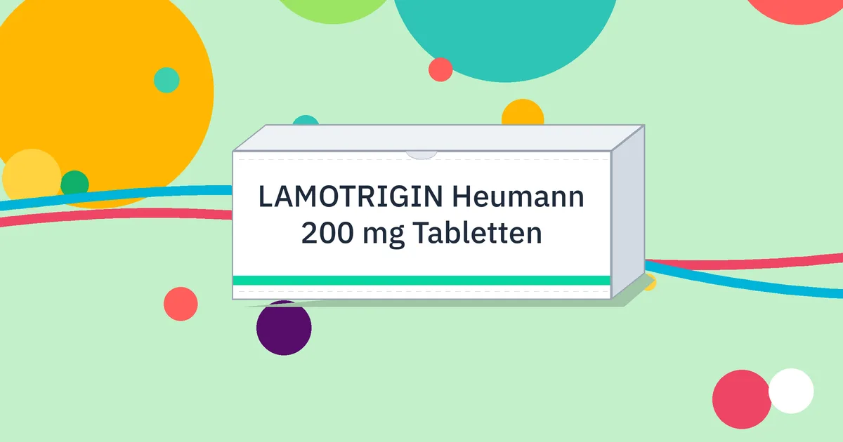 Symbolbild: Packung mit der Aufschrift LAMOTRIGIN Heumann 200 mg Tabletten (PZN 09687375) – Verfügbarkeit und Bezug in Apotheken in Frankfurt am Main