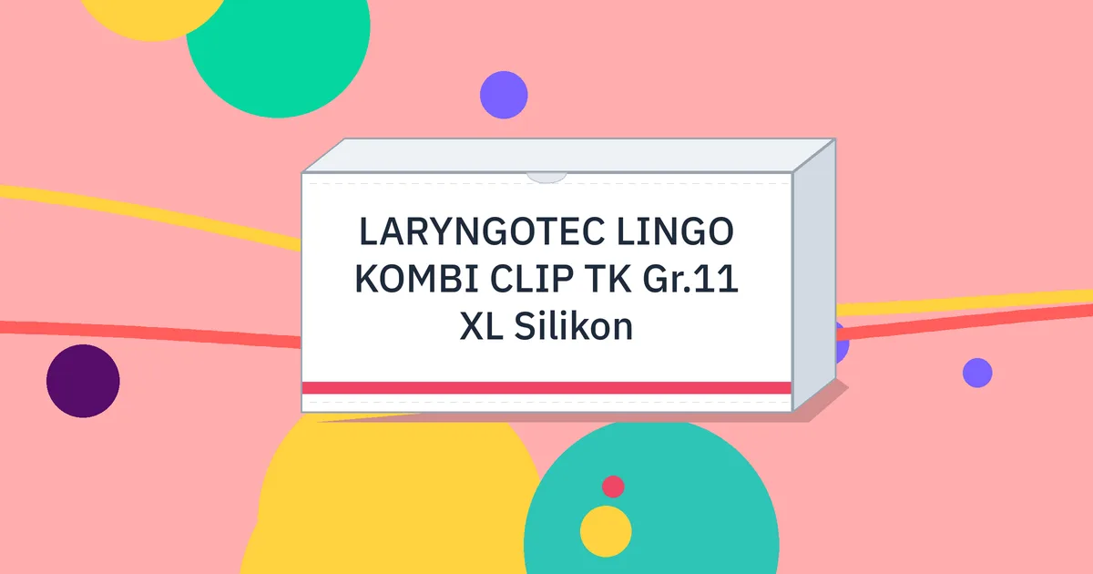 Symbolbild: Packung mit der Aufschrift LARYNGOTEC LINGO KOMBI CLIP TK Gr.11 XL Silikon (PZN 03312467) – Verfügbarkeit und Bezug in Apotheken in Frankfurt am Main