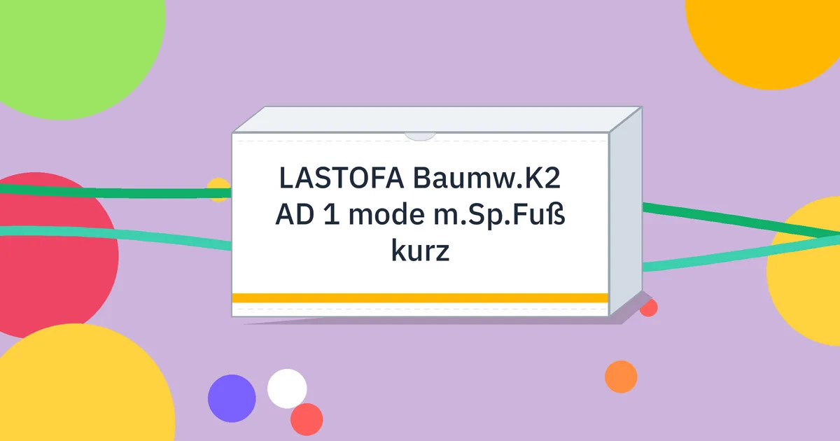 Symbolbild: Packung mit der Aufschrift LASTOFA Baumw.K2 AD 1 mode m.Sp.Fuß kurz (PZN 01944074) – Verfügbarkeit und Bezug in Apotheken in Frankfurt am Main