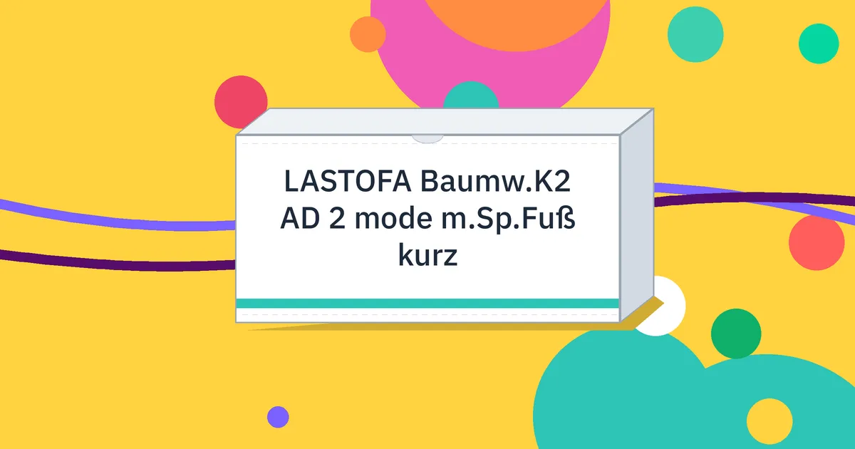 Symbolbild: Packung mit der Aufschrift LASTOFA Baumw.K2 AD 2 mode m.Sp.Fuß kurz (PZN 01944105) – Verfügbarkeit und Bezug in Apotheken in Frankfurt am Main