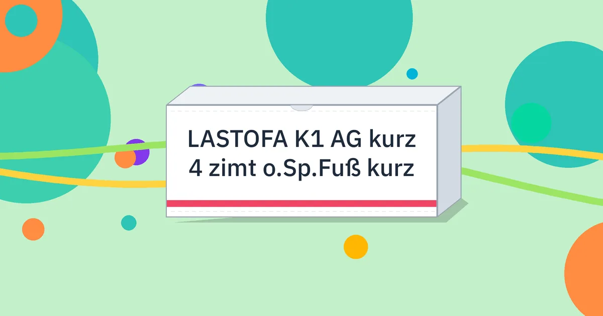 Symbolbild: Packung mit der Aufschrift LASTOFA K1 AG kurz 4 zimt o.Sp.Fuß kurz (PZN 13792072) – Verfügbarkeit und Bezug in Apotheken in Frankfurt am Main