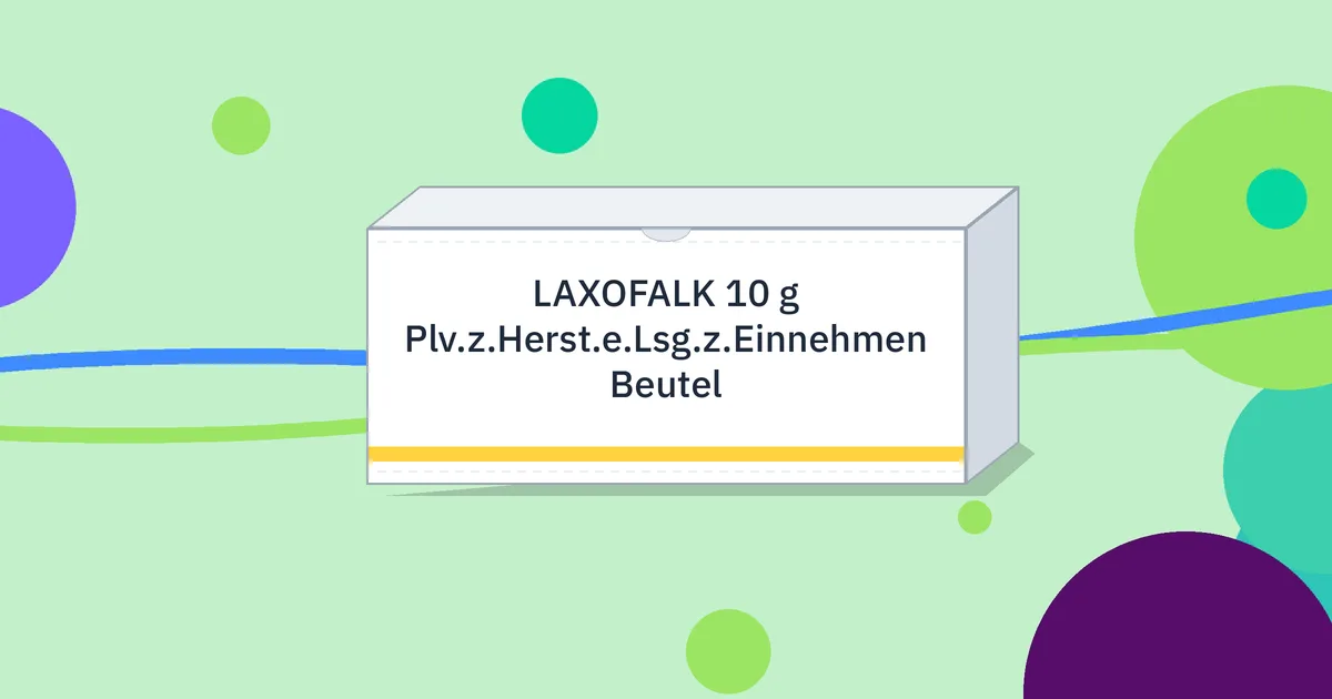 Symbolbild: Packung mit der Aufschrift LAXOFALK 10 g Plv.z.Herst.e.Lsg.z.Einnehmen Beutel (PZN 09711524) – Verfügbarkeit und Bezug in Apotheken in Frankfurt am Main