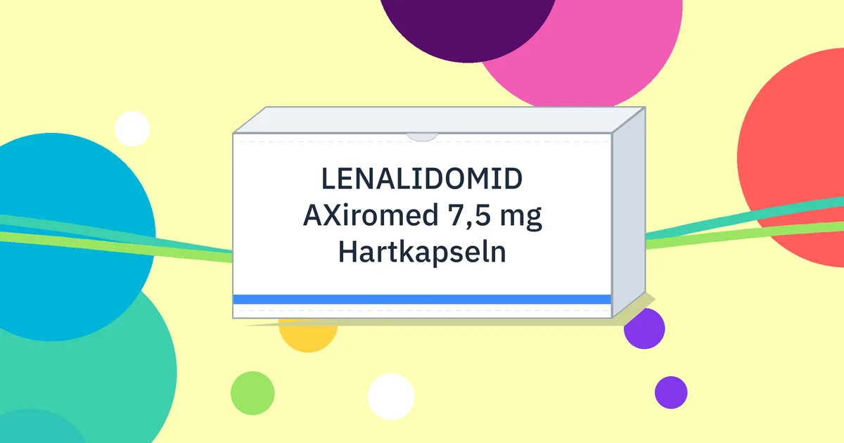 Symbolbild: Packung mit der Aufschrift LENALIDOMID AXiromed 7,5 mg Hartkapseln (PZN 18488829) – Verfügbarkeit und Bezug in Apotheken in Frankfurt am Main