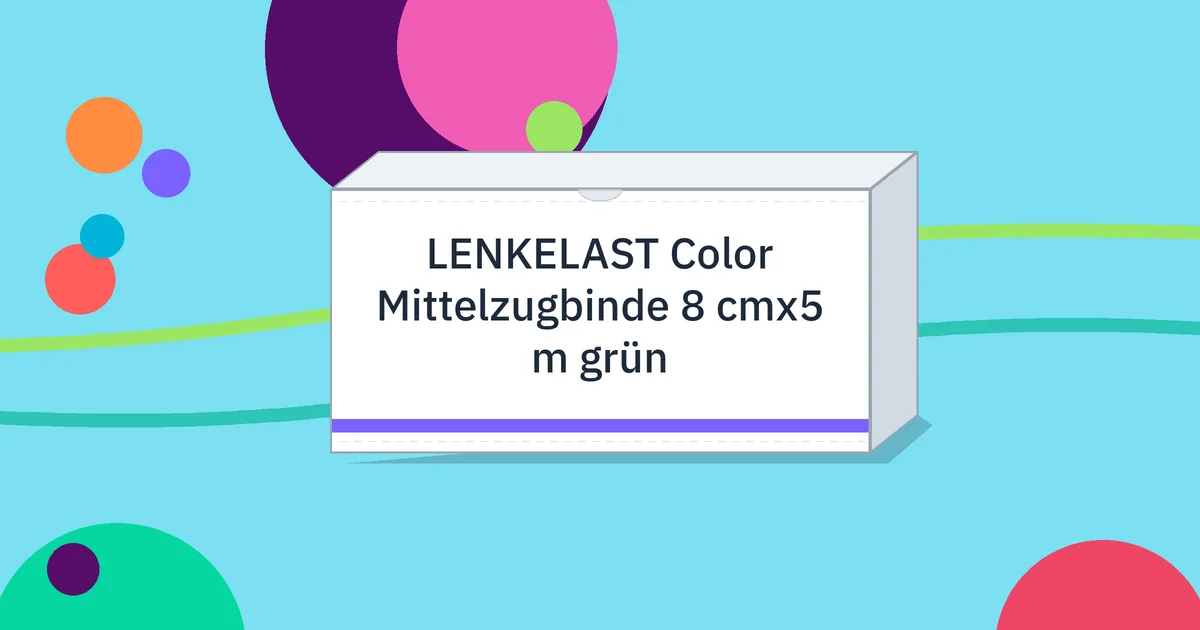 Symbolbild: Packung mit der Aufschrift LENKELAST Color Mittelzugbinde 8 cmx5 m grün (PZN 12774801) – Verfügbarkeit und Bezug in Apotheken in Frankfurt am Main