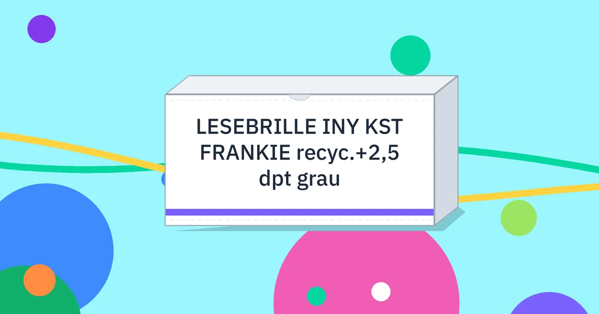 Symbolbild: Packung mit der Aufschrift LESEBRILLE INY KST FRANKIE recyc.+2,5 dpt grau (PZN 19376104) – Verfügbarkeit und Bezug in Apotheken in Frankfurt am Main