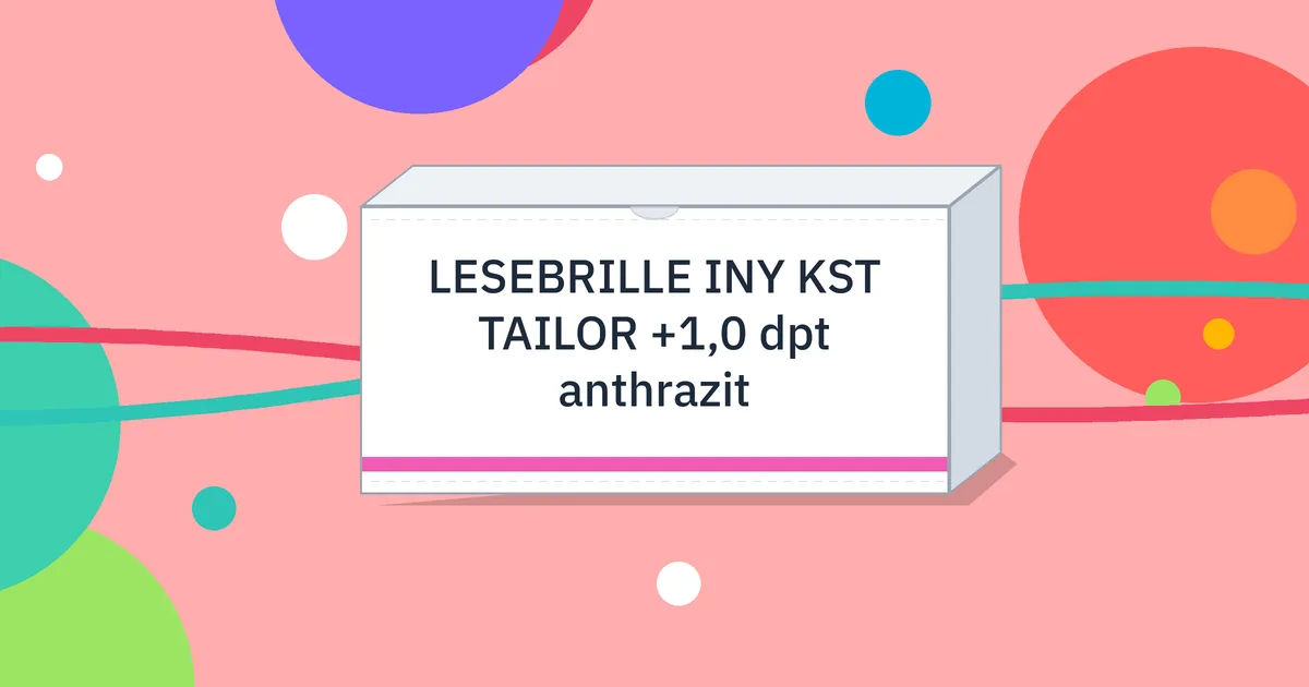 Symbolbild: Packung mit der Aufschrift LESEBRILLE INY KST TAILOR +1,0 dpt anthrazit (PZN 19928331) – Verfügbarkeit und Bezug in Apotheken in Frankfurt am Main