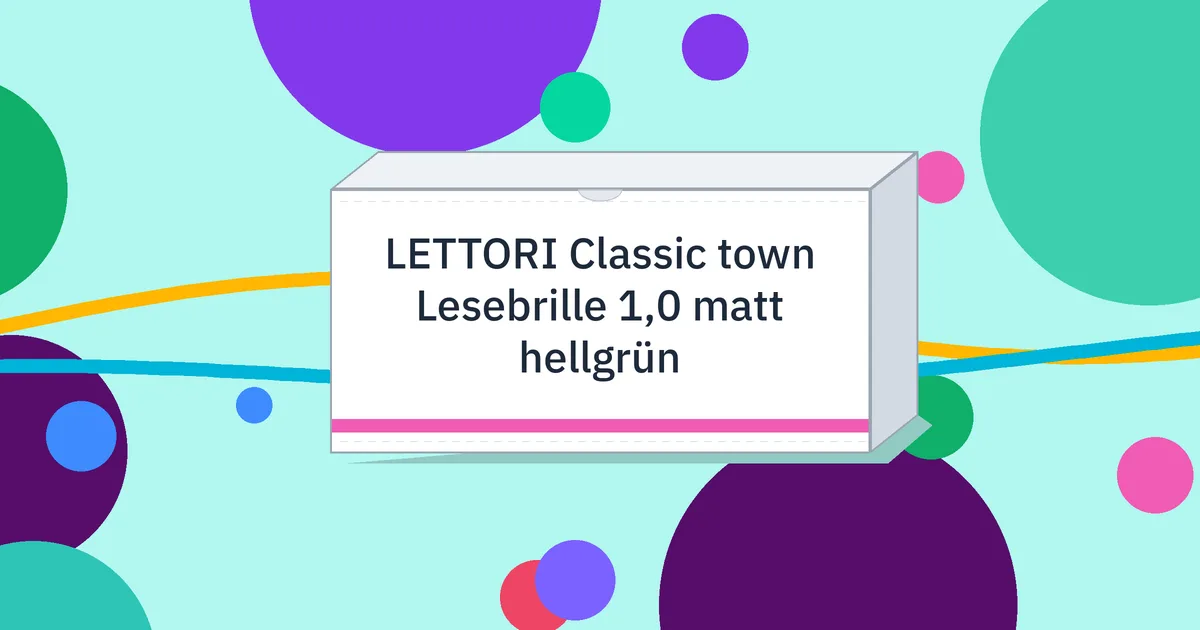 Symbolbild: Packung mit der Aufschrift LETTORI Classic town Lesebrille 1,0 matt hellgrün (PZN 11057397) – Verfügbarkeit und Bezug in Apotheken in Frankfurt am Main