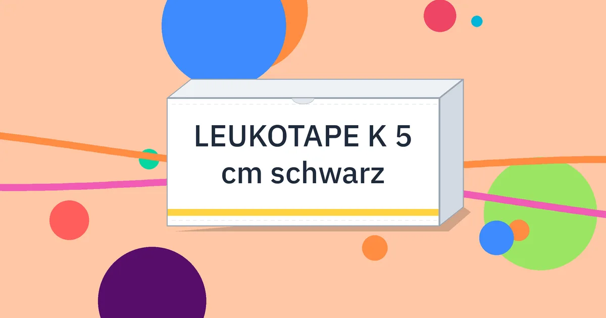 Symbolbild: Packung mit der Aufschrift LEUKOTAPE K 5 cm schwarz (PZN 06110184) – Verfügbarkeit und Bezug in Apotheken in Frankfurt am Main