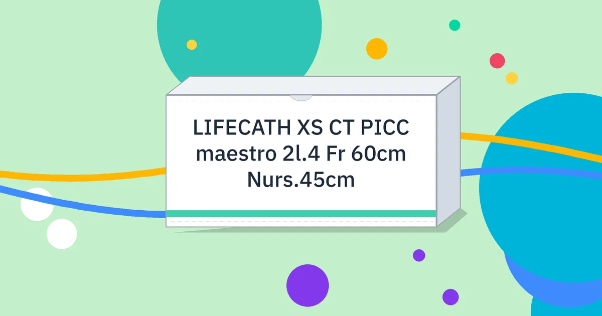 Symbolbild: Packung mit der Aufschrift LIFECATH XS CT PICC maestro 2l.4 Fr 60cm Nurs.45cm (PZN 19127708) – Verfügbarkeit und Bezug in Apotheken in Frankfurt am Main