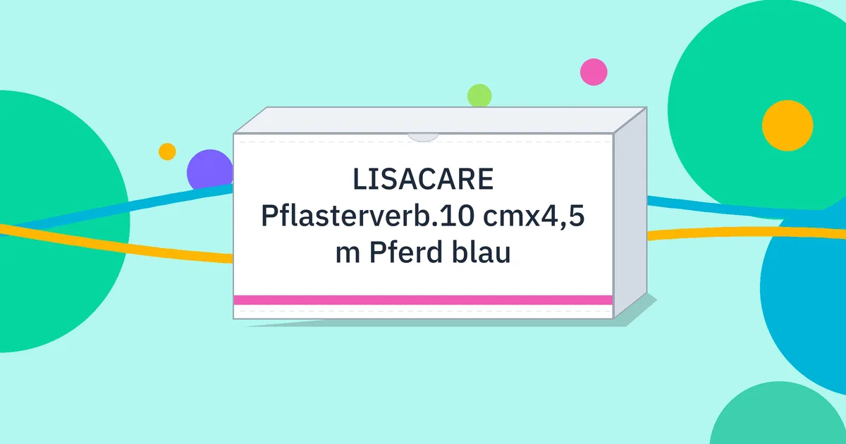 Symbolbild: Packung mit der Aufschrift LISACARE Pflasterverb.10 cmx4,5 m Pferd blau (PZN 17893321) – Verfügbarkeit und Bezug in Apotheken in Frankfurt am Main