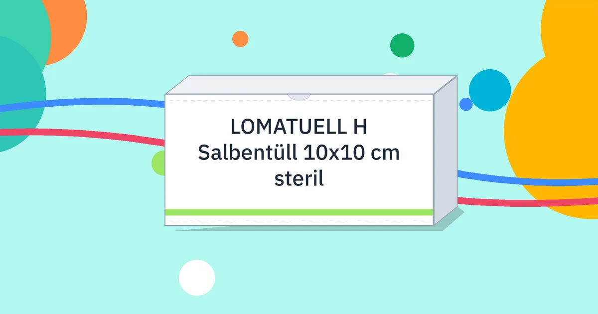 Symbolbild: Packung mit der Aufschrift LOMATUELL H Salbentüll 10x10 cm steril (PZN 20658115) – Verfügbarkeit und Bezug in Apotheken in Frankfurt am Main