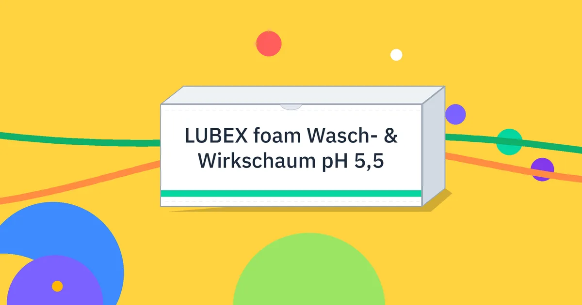 Symbolbild: Packung mit der Aufschrift LUBEX foam Wasch- & Wirkschaum pH 5,5 (PZN 17439875) – Verfügbarkeit und Bezug in Apotheken in Frankfurt am Main