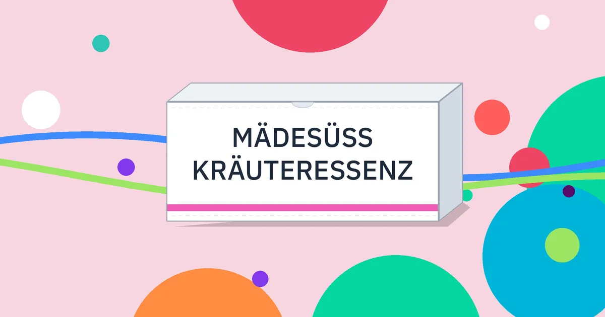 Symbolbild: Packung mit der Aufschrift MÄDESÜSS KRÄUTERESSENZ (PZN 11527118) – Verfügbarkeit und Bezug in Apotheken in Frankfurt am Main