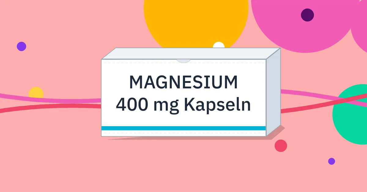 Symbolbild: Packung mit der Aufschrift MAGNESIUM 400 mg Kapseln (PZN 17426482) – Verfügbarkeit und Bezug in Apotheken in Frankfurt am Main