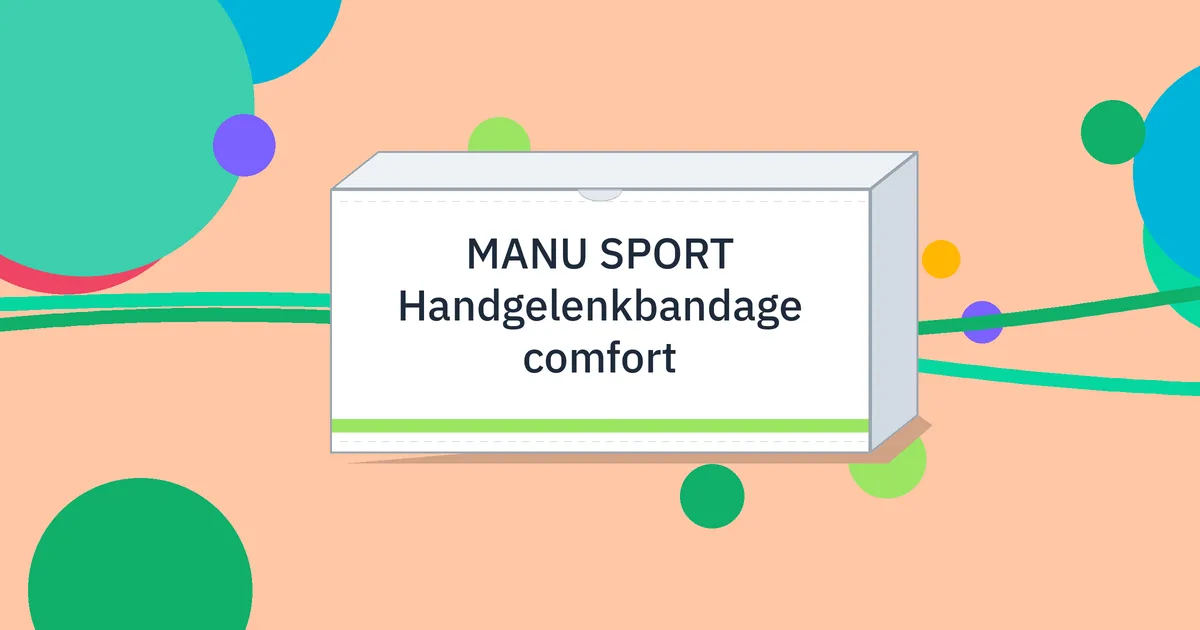 Symbolbild: Packung mit der Aufschrift MANU SPORT Handgelenkbandage comfort (PZN 05044522) – Verfügbarkeit und Bezug in Apotheken in Frankfurt am Main